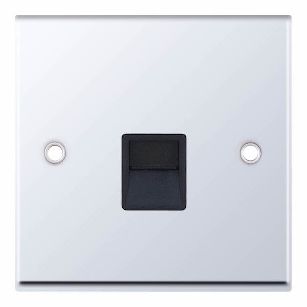 Selectric 7M Polished Chrome 1 Gang Telephone Master Socket with Black ...