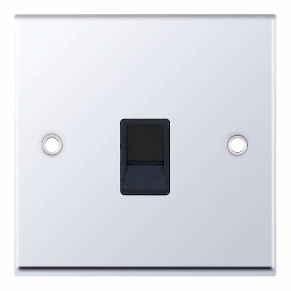Selectric 7M Polished Chrome 1 Gang RJ45 Socket with Black Insert | UKES