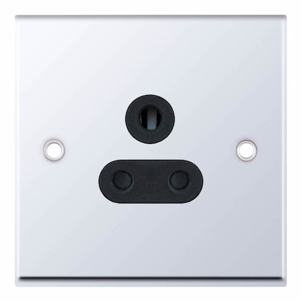 Selectric 7M Polished Chrome 1 Gang 5A Round Pin Socket with Black ...