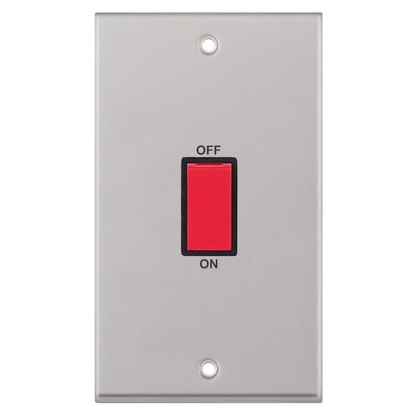 Selectric 7M Satin Chrome 2 Gang 45A Double Pole Switch with Black ...