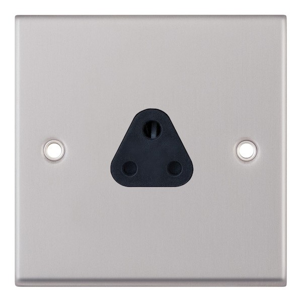 Selectric 7M Satin Chrome 1 Gang 2A Round Pin Socket with Black Insert ...