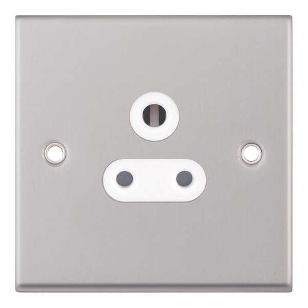 Selectric 7M Satin Chrome 1 Gang 5A Round Pin Socket with White Insert ...