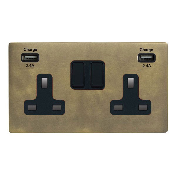 Hamilton Sheer CFX Connaught Bronze 2 Gang 13A Double Pole Switched ...