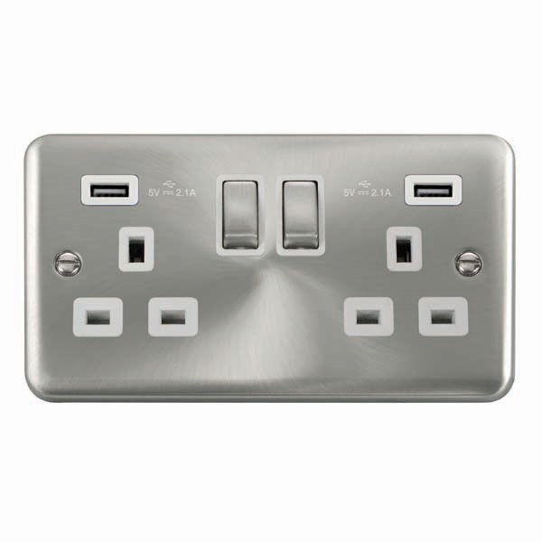 Click Switched Socket, White Insert, 2x2.1A USB (DPSC580WH) | UKES