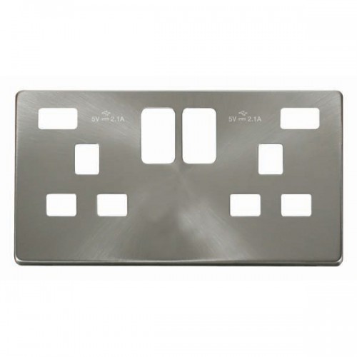 Click Definity Brushed Steel 2x2.1A USB Cover Plate (SCP480BS) | UKES