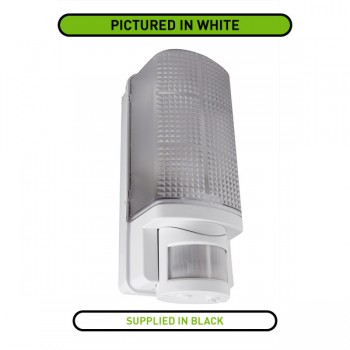 Robus Whitestar 60W Black Bulkhead with PIR Sensor | UKES