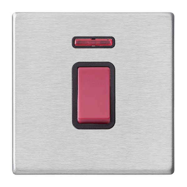 Hamilton Hartland G2 Satin Steel 45A Double Pole Switch and Neon with ...