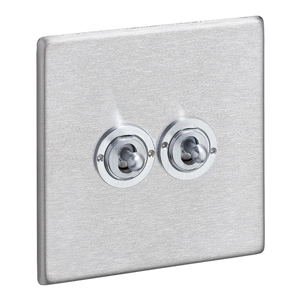 Hamilton Hartland G2 Satin Steel 2 Gang 20AX 2 Way Toggle Switch with ...