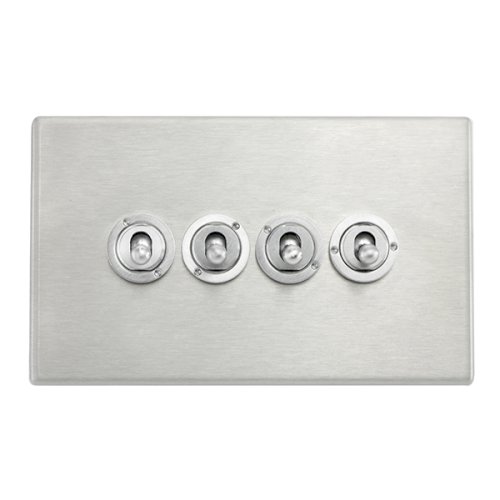 Hamilton Hartland G2 Satin Steel 4 Gang 20AX 2 Way Toggle Switch with ...