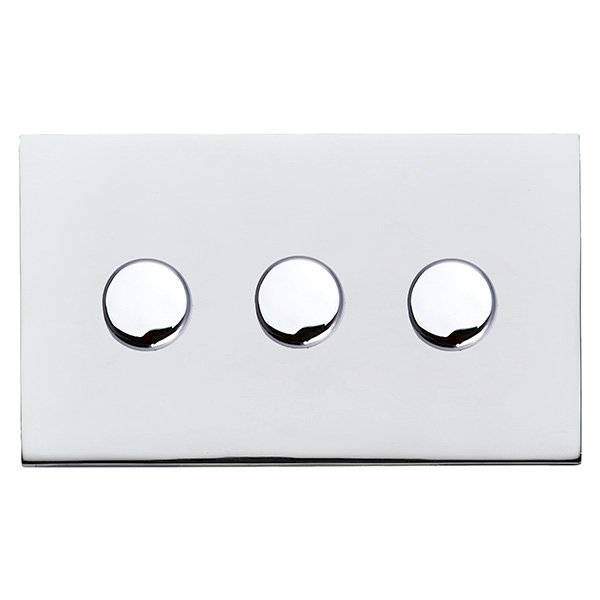 Hamilton Hartland G2 Bright Chrome 3 Gang 400W 2 Way Push On/Off Rotary ...