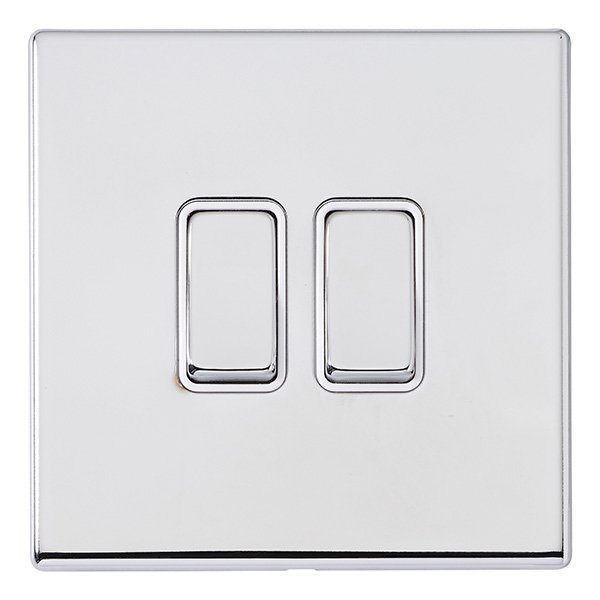 Hamilton Hartland G2 Bright Chrome 2 Gang 10AX 2 Way Switch with Bright ...