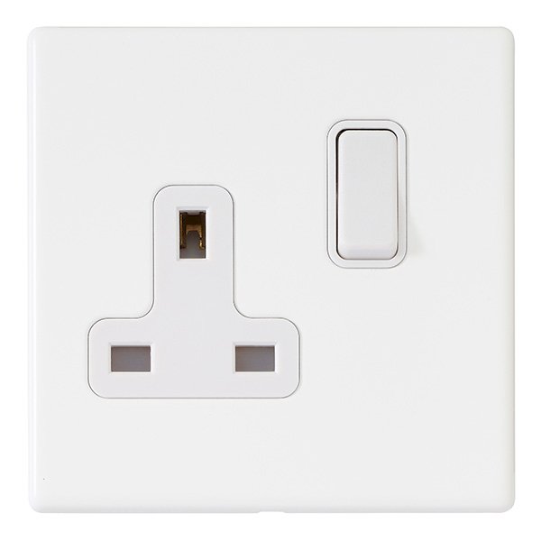 Hamilton Hartland G2 Matt White 1 Gang 13A Double Pole Switched Socket ...