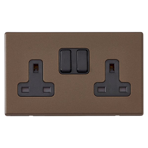 Hamilton Hartland G2 Richmond Bronze 2 Gang 13A Double Pole Switched ...