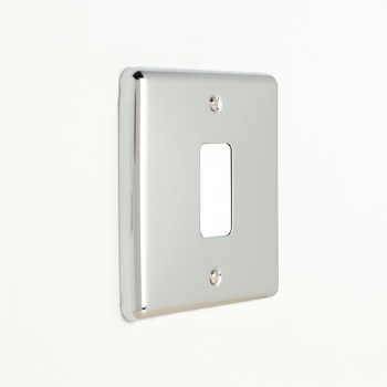 Eurolite Enhance Polished Chrome 1 Gang Grid Faceplate | UKES