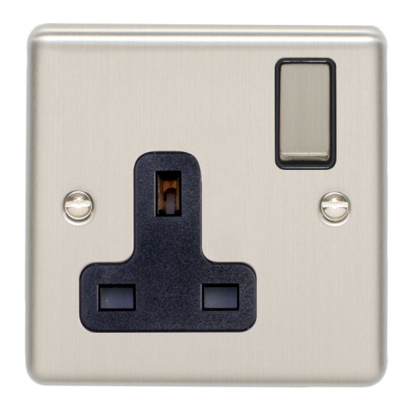 Eurolite Enhance Satin Stainless Steel 1 Gang 13A Double Pole Switched ...