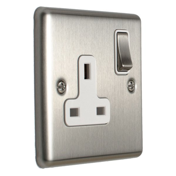 Eurolite Enhance Satin Stainless Steel 1 Gang 13A Double Pole Switched ...