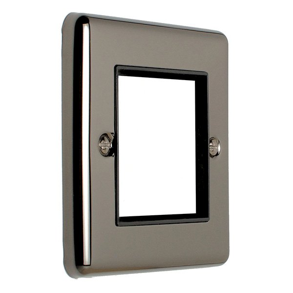 Eurolite Enhance Black Nickel 2 Gang Euro Plate with Black Insert | UKES