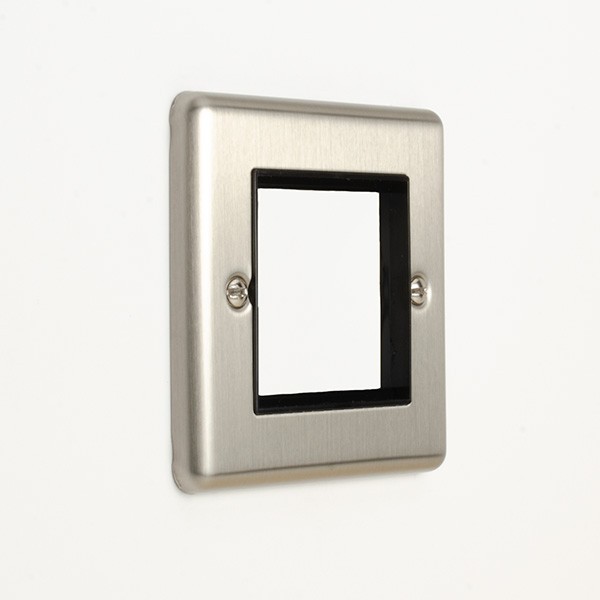 Eurolite Enhance Satin Stainless Steel 2 Gang Euro Plate with Black ...