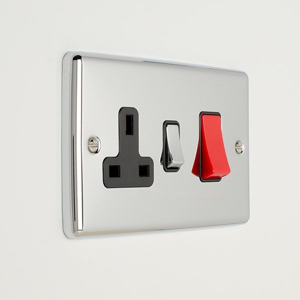 Eurolite Enhance Polished Chrome 45A Double Pole Cooker Switch and 13A ...