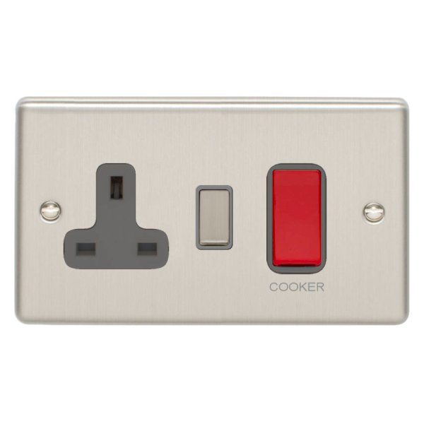 Eurolite Enhance Satin Stainless Steel 45A DP Cooker Switch and 13A ...