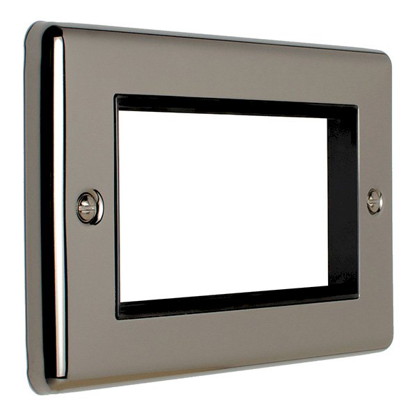 Eurolite Enhance Black Nickel 4 Gang Euro Plate with Black Insert | UKES