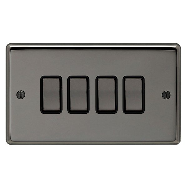 Eurolite Enhance 4 Gang 10A Switch, Black Insert (EN4SWBNB) | UKES
