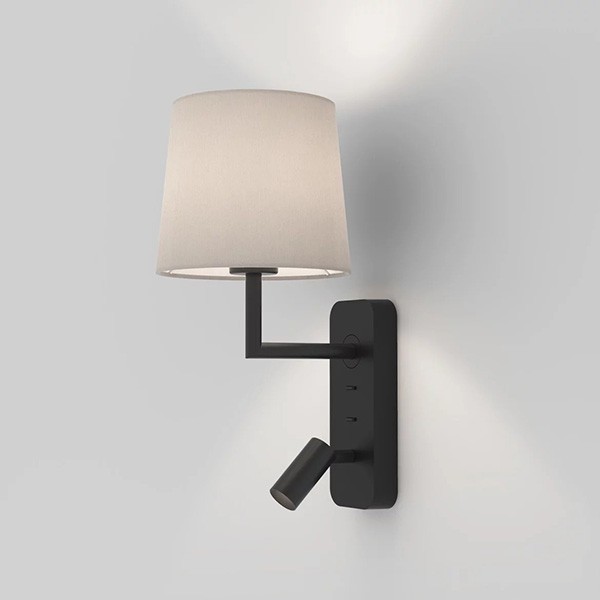 Astro Side by Side Matt Black Wall Light with LED Reading Light ...