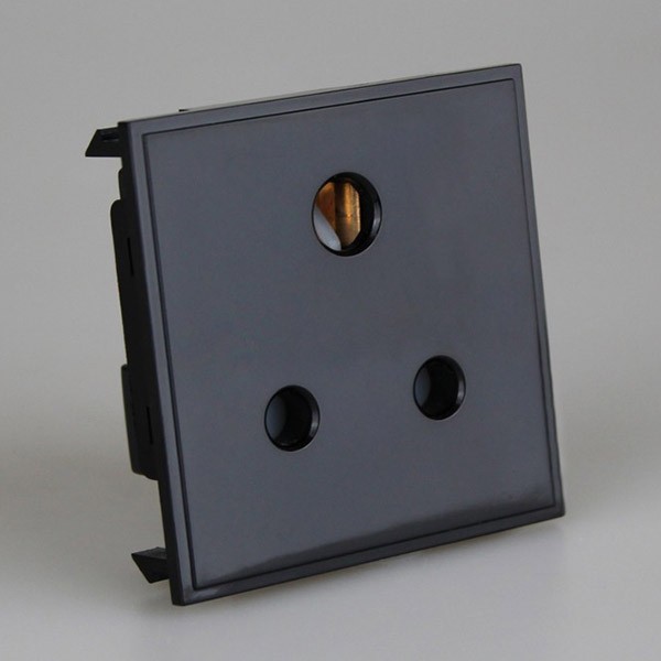 Varilight Black 5A Round Pin Socket Module - 50x50mm (DRP5AB) | UKES