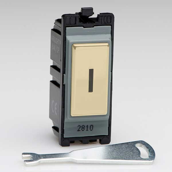 Varilight PowerGrid Polished Brass 20A 2 Way Key Switch Module | UKES