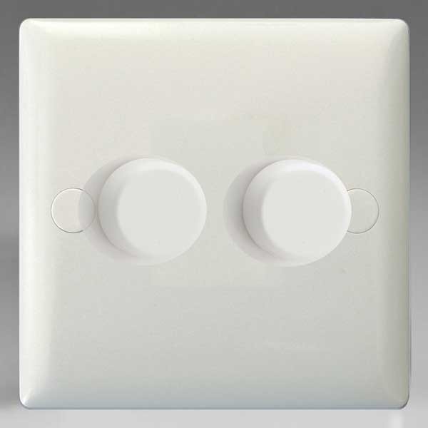 Varilight Classic V-Dim Polar White 2 Gang 2 Way 40-250W Push-On/Off ...