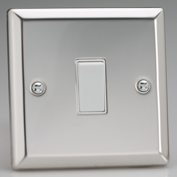 Varilight Classic 1 Gang 10A 2 Way Switch, White Insert (XC1W) | UKES
