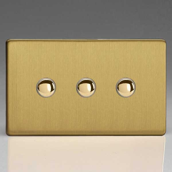 Varilight 3 Gang 6A 2 Way Push-On/Off Impulse Switch (XDBP3S) | UKES