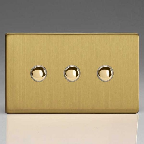 Varilight 3 Gang 6A 2 Way Push-On/Off Impulse Switch (XDBP3S) | UKES