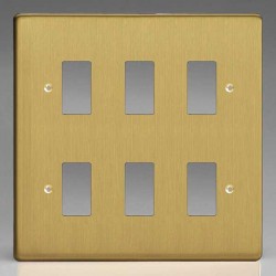 Varilight PowerGrid Brushed Brass 8 Gang Faceplate | UKES