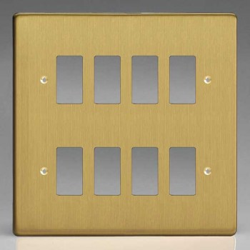 Varilight PowerGrid Brushed Brass 8 Gang Faceplate | UKES