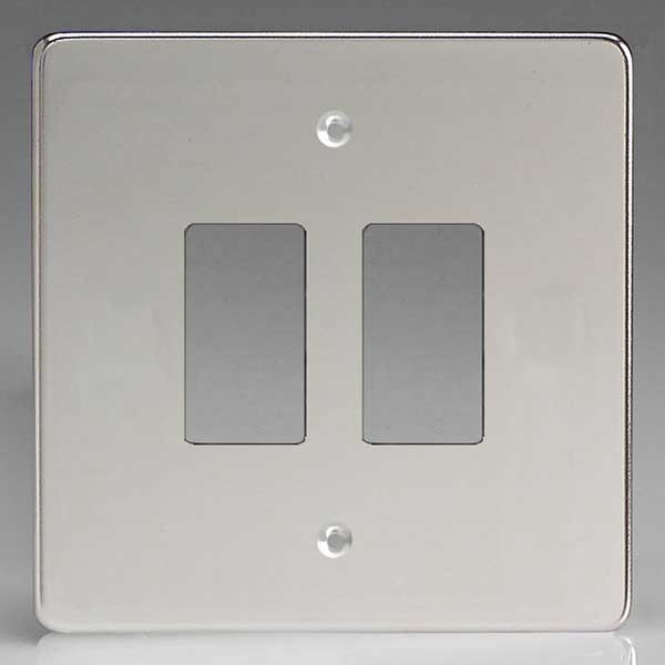 Varilight PowerGrid Polished Chrome 2 Gang Faceplate | UKES
