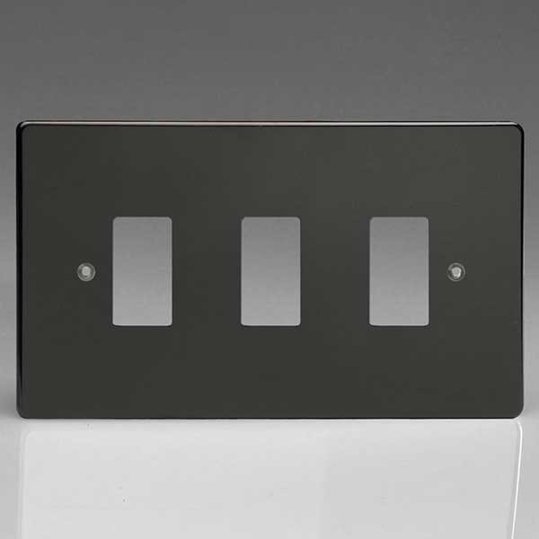 Varilight PowerGrid Premium Black 3 Gang Faceplate | UKES