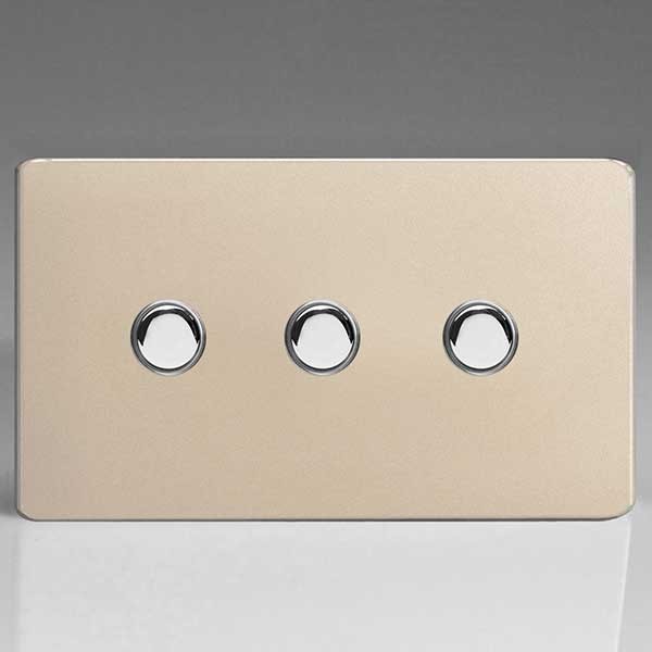 Varilight 3 Gang 6A 2 Way Push-On/Off Impulse Switch (XDNP3S) | UKES