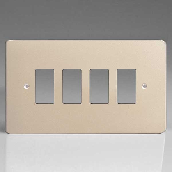 Varilight PowerGrid Satin Chrome 4 Gang Faceplate | UKES