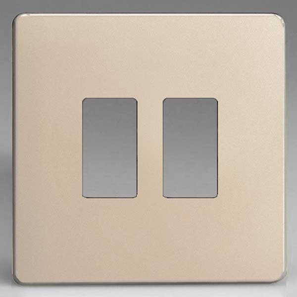 Varilight PowerGrid Screwless Satin Chrome 2 Gang Faceplate | UKES