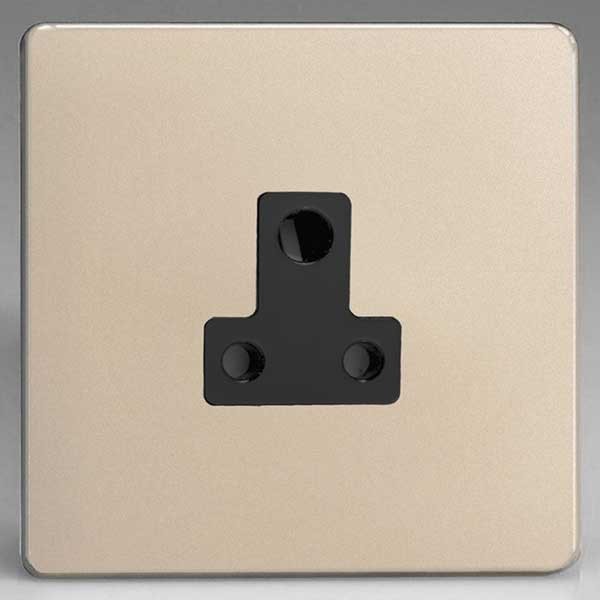 Varilight 1 Gang 5A Round Pin Socket, Black Insert (XDNRP5ABS) | UKES