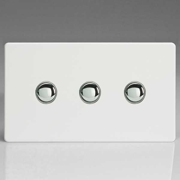 Varilight 3 Gang 6A 2 Way Push-On/Off Impulse Switch (XDQP3S) | UKES