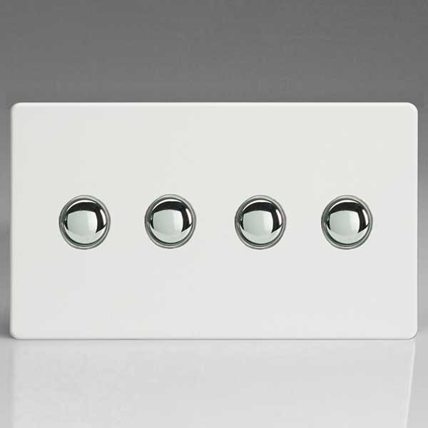 Varilight 4 Gang 6A 2 Way Push-On/Off Impulse Switch (XDQP4S) | UKES