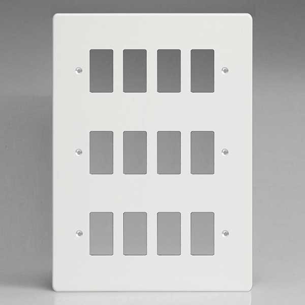 Varilight PowerGrid Premium White 12 Gang Faceplate | UKES