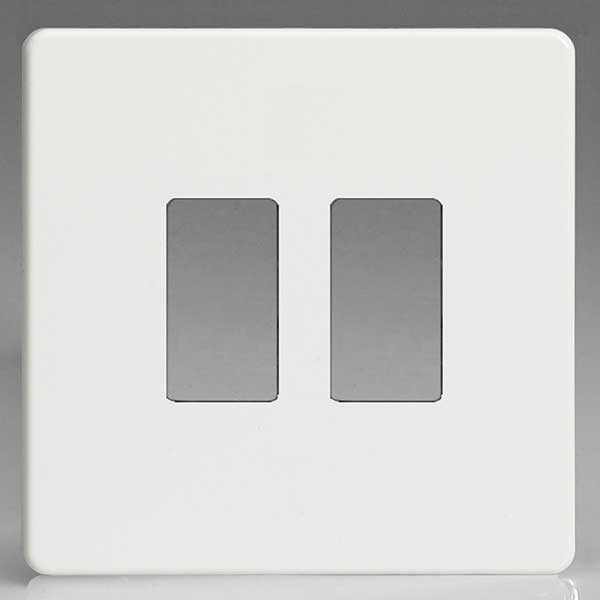 Varilight PowerGrid Screwless Premium White 2 Gang Faceplate | UKES