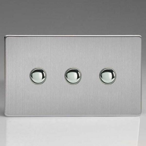 Varilight 3 Gang 6A 2 Way Push-On/Off Impulse Switch (XDSP3S) | UKES