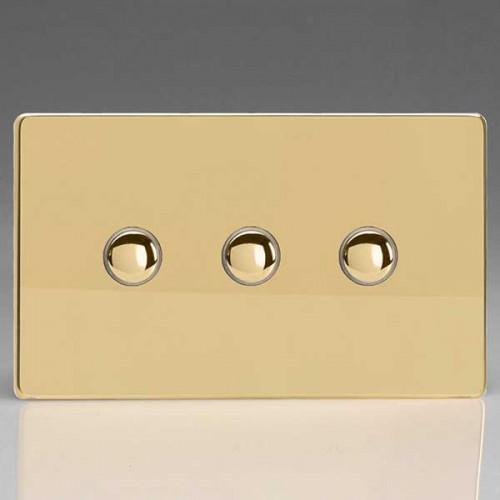 Varilight 3 Gang 6A 2 Way Push-On/Off Impulse Switch (XDVP3S) | UKES