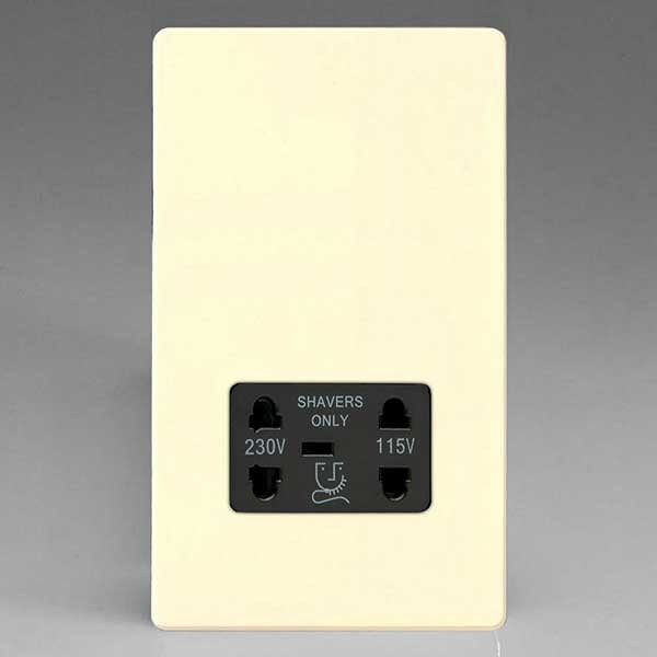 Varilight Screwless Primed Dual Voltage Shaver Socket with Black Insert ...