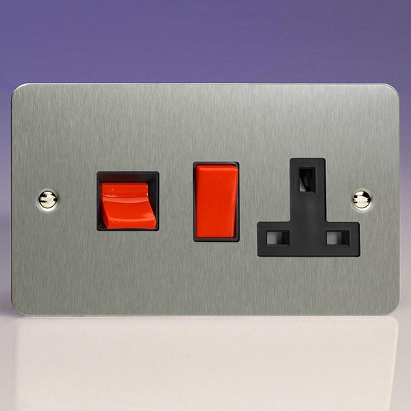 Varilight 45A Cooker Switch, 13A DP Switched Socket (XFS45PB) | UKES