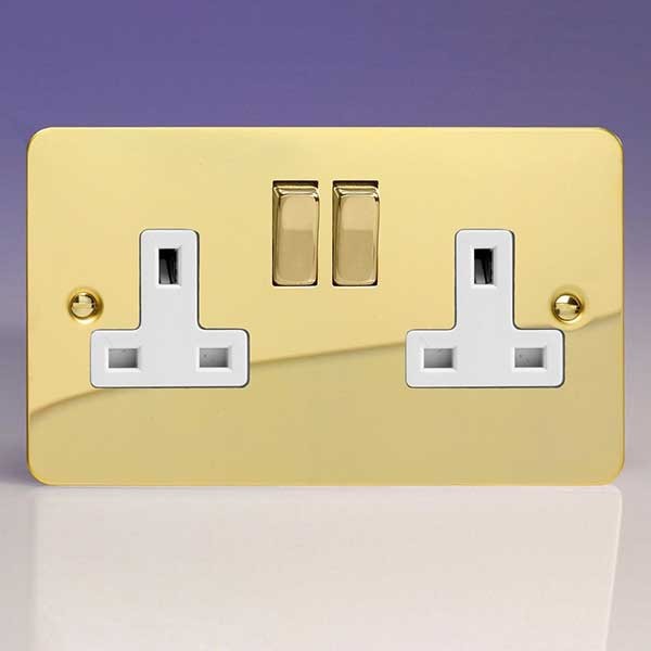 Varilight 2 Gang 13A DP Switched Socket, White Insert (XFV5DW) | UKES